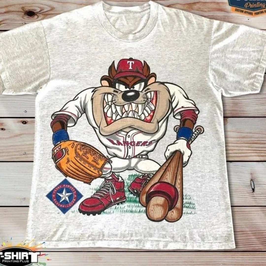 Vintage MLB Texas Rangers Looney Tunes Taz T-shirt, Texas Rangers Shirt ...