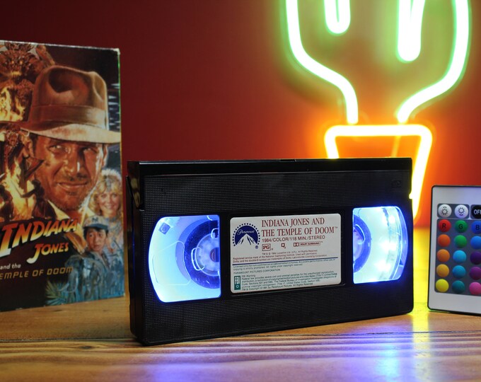 VHS Lamp Indiana Jones and the Temple of Doom 1984 / Handmade Lamp ...
