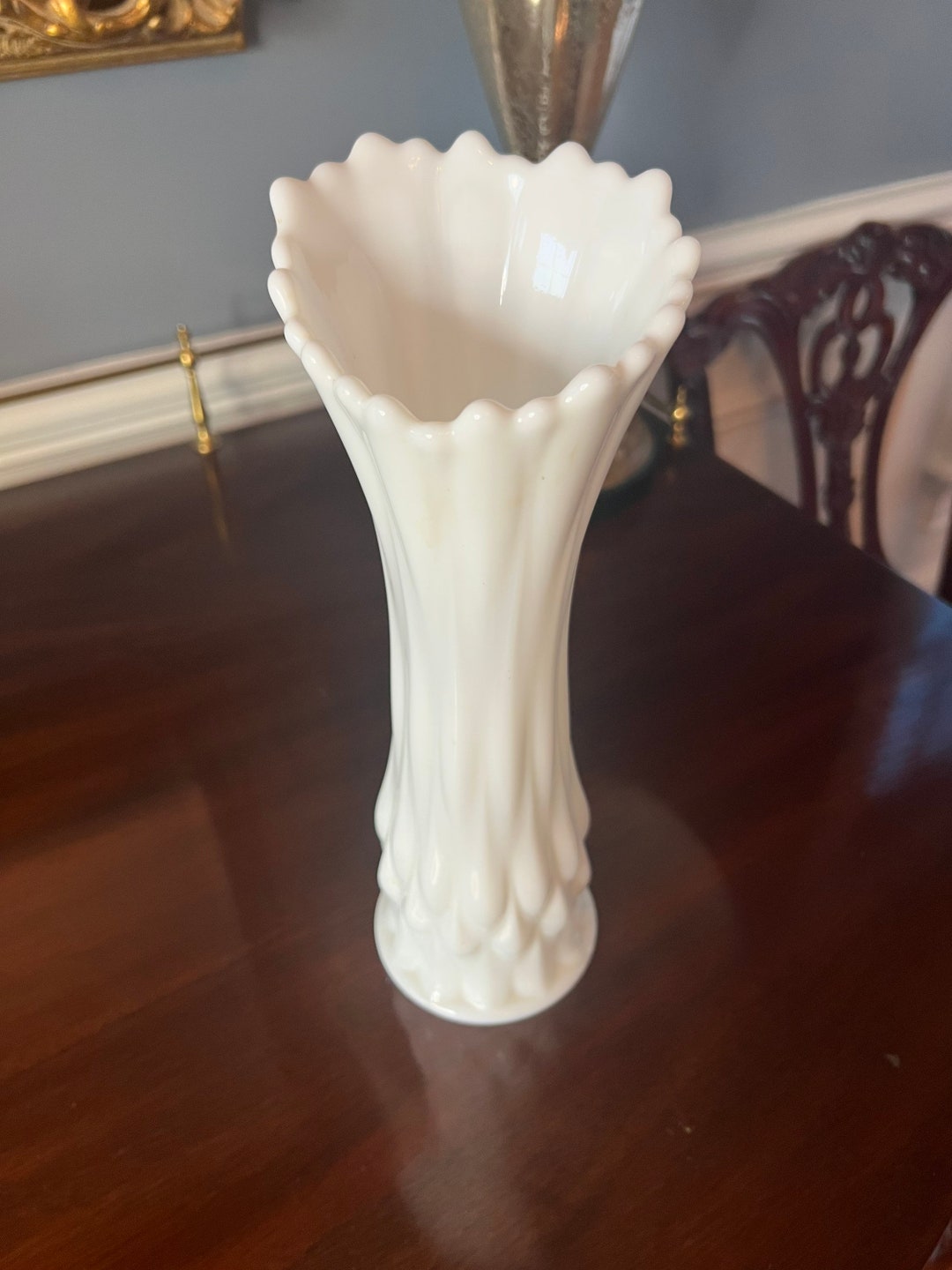 Fostoria Frisco White Milk Glass Swung Vase MCM Mid Century Modern 1957 ...