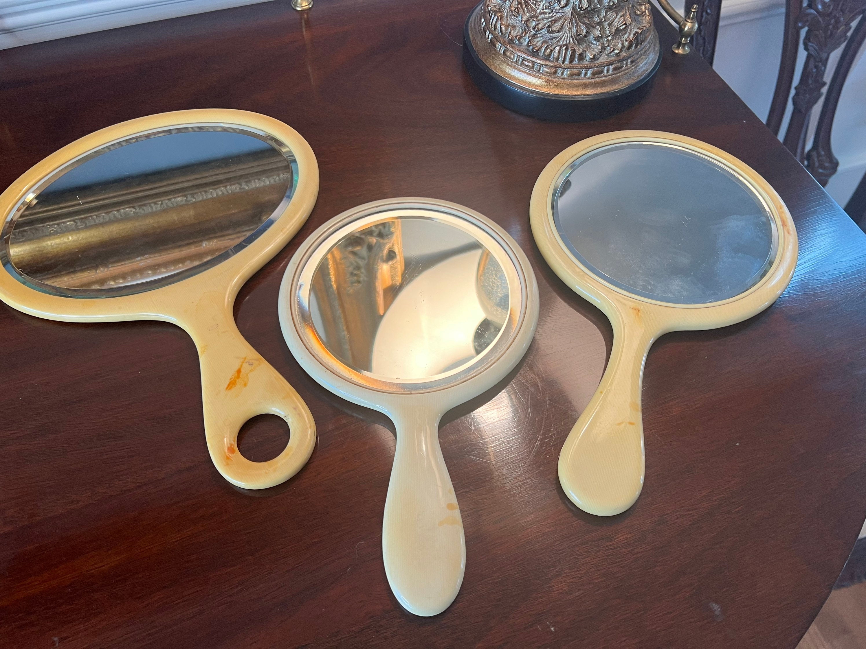 Vintage Set of 3 Handheld Bakelite Mirrors 3 Sizes Beveled - Etsy