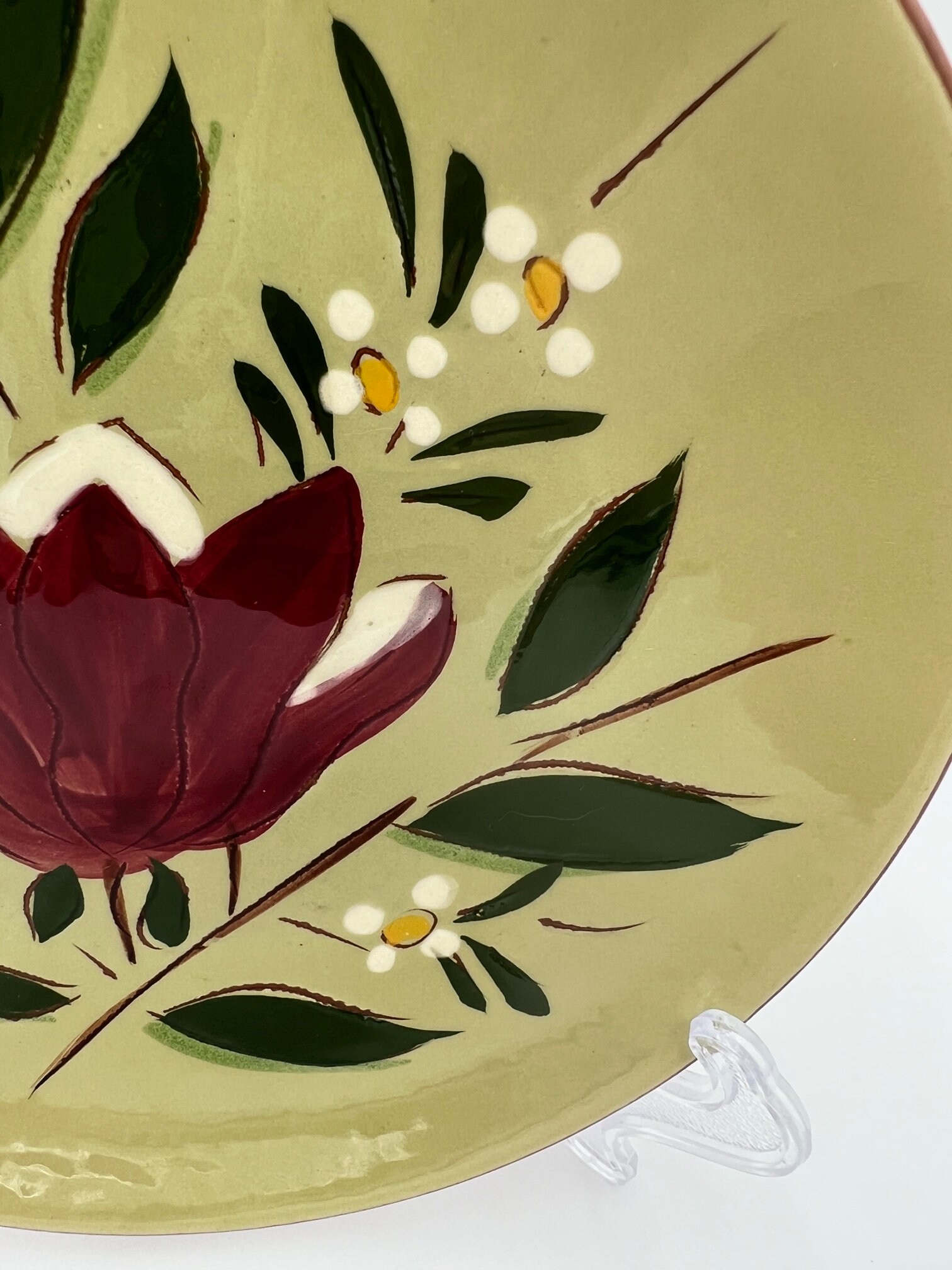 Stangl Magnolia 8 Bread & Butter Plates Hand Painted Maroon Green ...