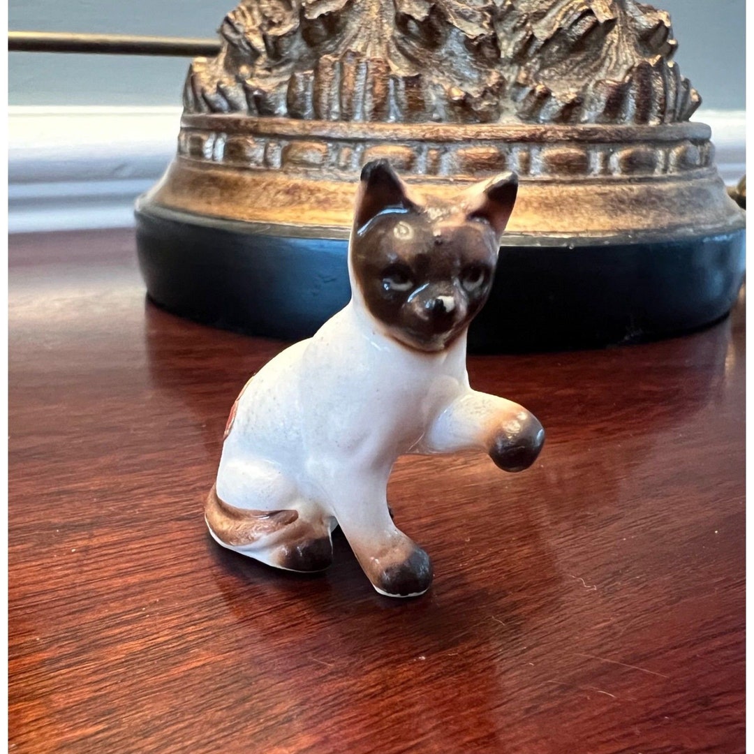 Vintage Miniature Bone China Cat Figurine Siamese Cat Japan - Etsy