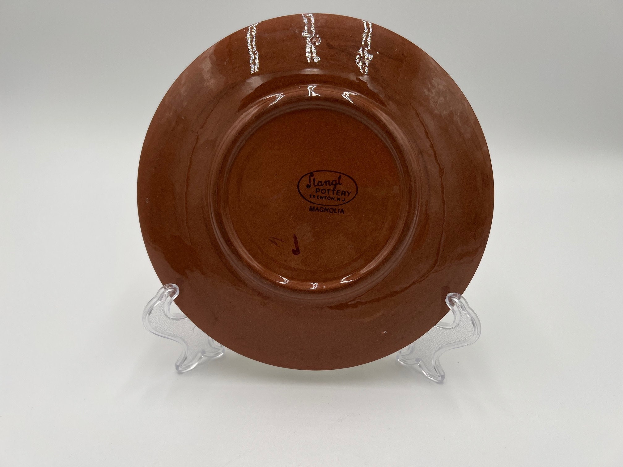 Stangl Magnolia 8 Bread & Butter Plates Hand Painted Maroon Green ...
