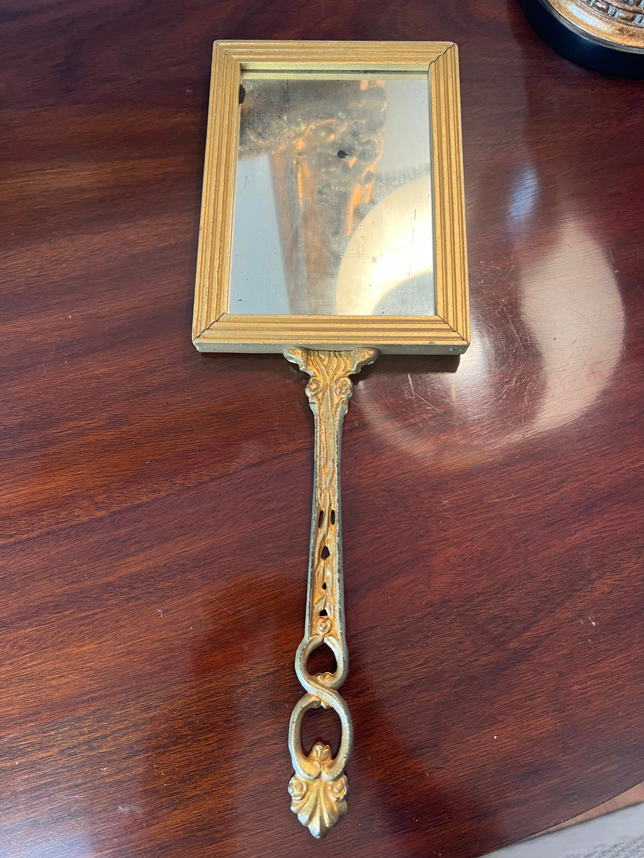 Antique Late 1800's Victorian Hand Held Mirror With Framed Picture of ...
