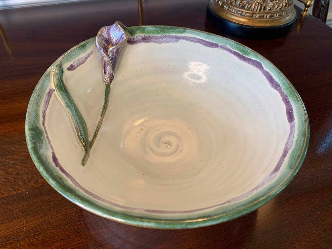 Art Pottery Sculpted Calla Lily Bowl Studio Art Handmade Signed - Etsy
