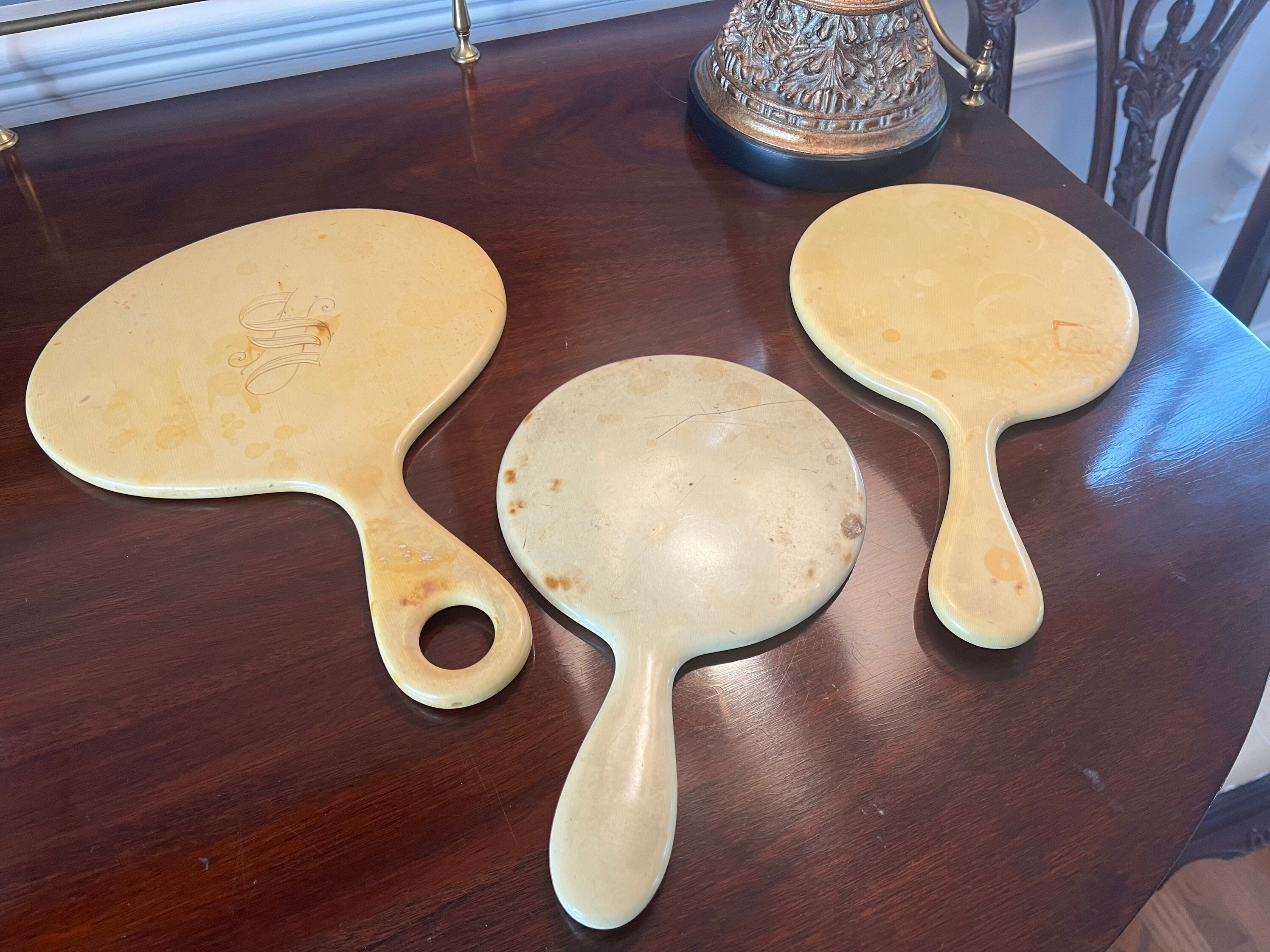 Vintage Set of 3 Handheld Bakelite Mirrors 3 Sizes Beveled - Etsy