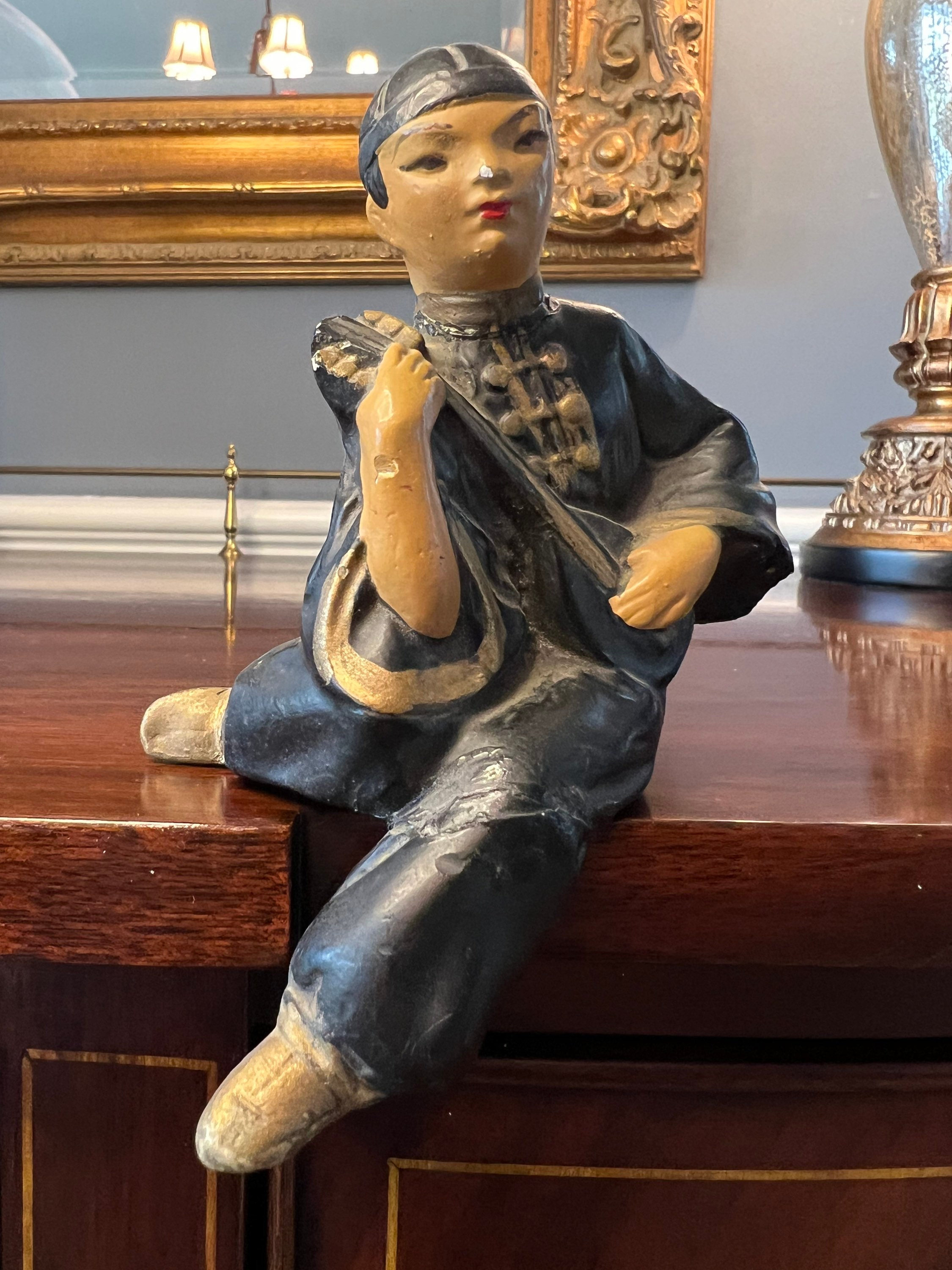 Vintage MCM ABCO Alexander Backer Shelf Mantle Figurines Chinese Man ...