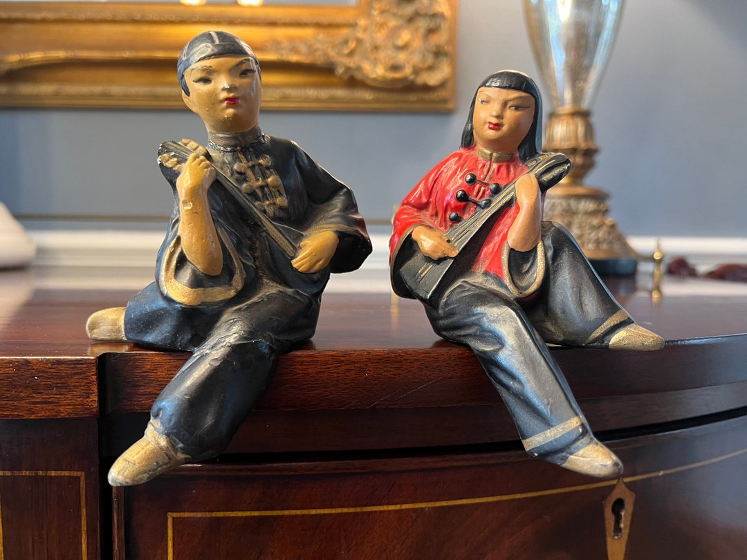 Vintage MCM ABCO Alexander Backer Shelf Mantle Figurines Chinese Man ...