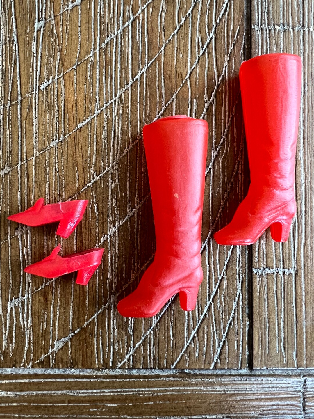 Vintage Mod Barbie Boot and Shoe Lot Red High Boots Red Heels - Etsy