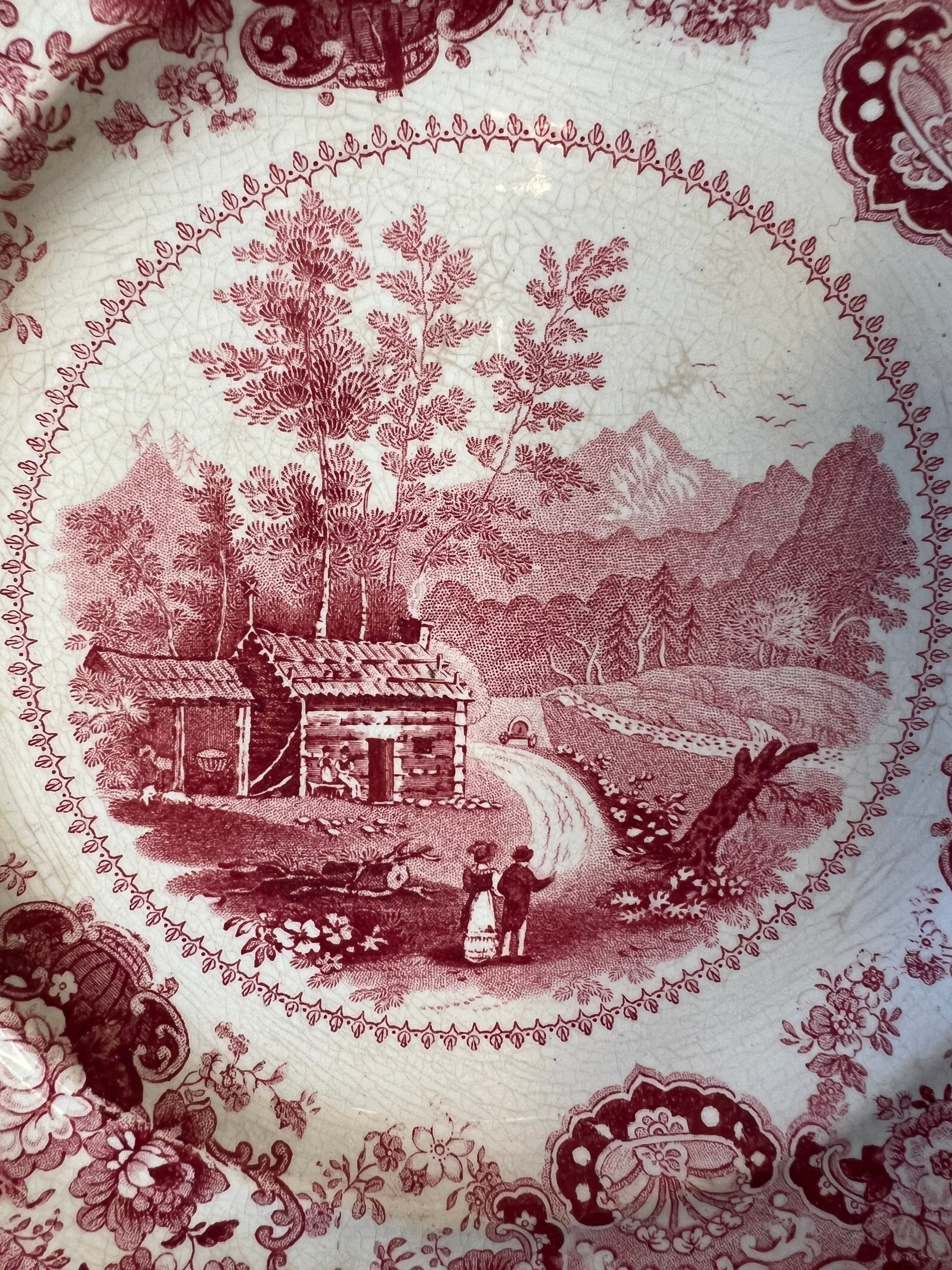 Antique Staffordshire Red Transferware Plate Adams View Nearconway New ...