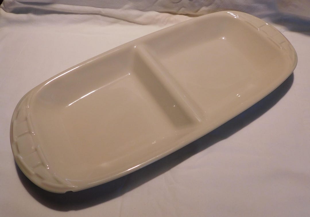 Longaberger Divided Shallow Serving Dish in Ivory - Etsy