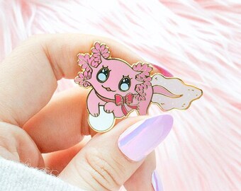 Pink Axolotl Hard Enamel Pin - Etsy