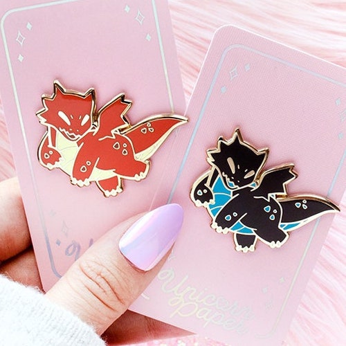Red Dragon Enamel Pin - Etsy