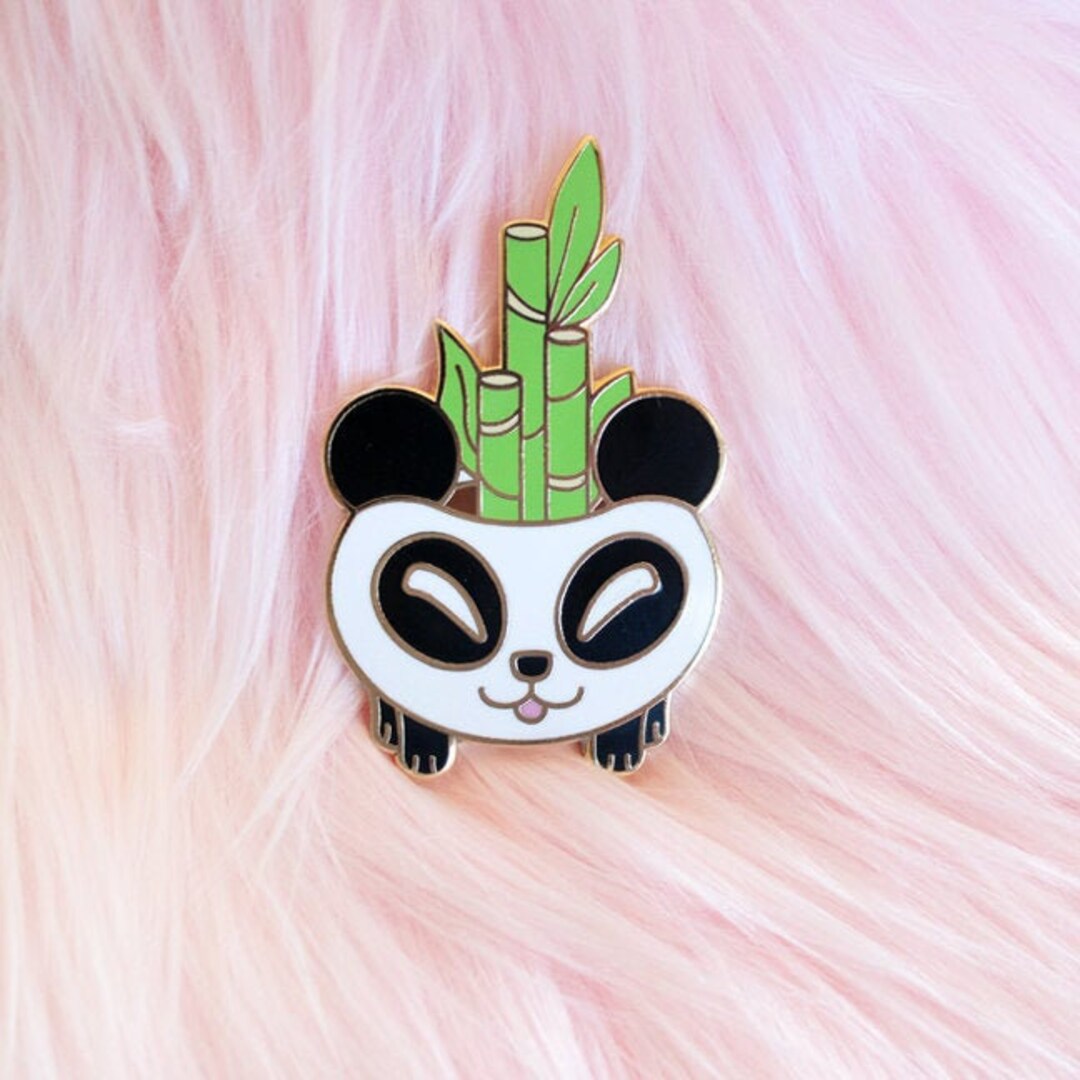 Panda Planter Hard Enamel Pin - Kawaii Panda Bamboo Garden - Planter ...