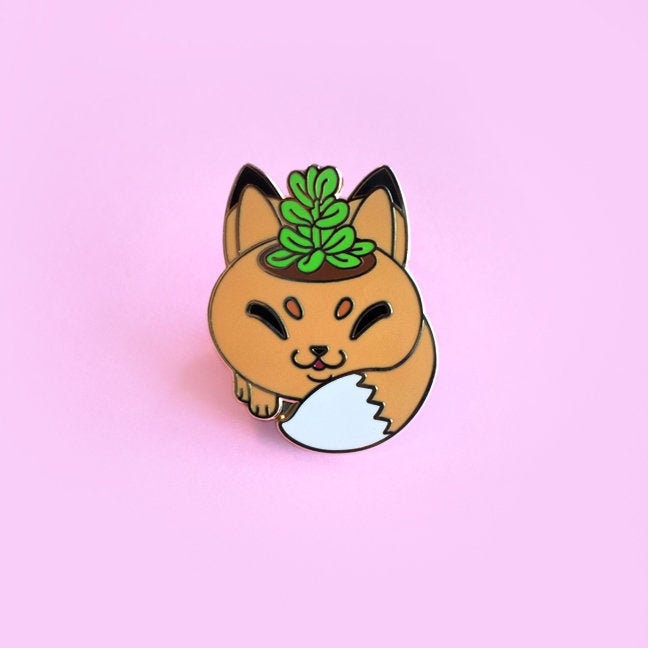 Fox Planter Hard Enamel Pin Cute Fox With Succulent Planter | Etsy