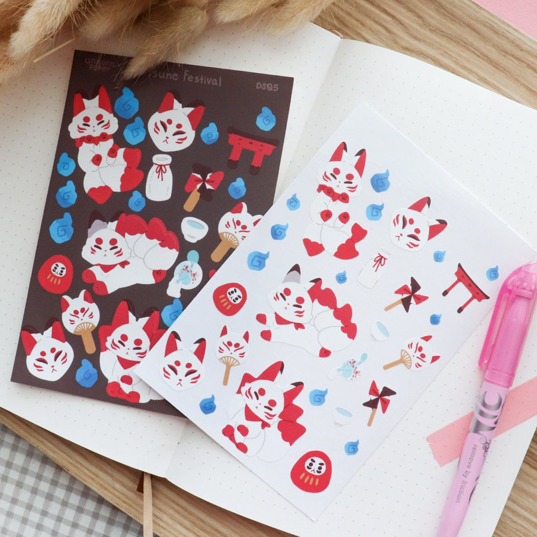 Kitsune Vinyl Deco Sticker Sheet | Polco Deco Sticker, Japanese ...