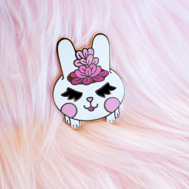 Bunny Pink Planter Hard Enamel Pin Kawaii Rabbit With | Etsy