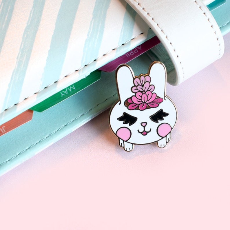 Bunny Pink Planter Hard Enamel Pin Kawaii Rabbit With - Etsy