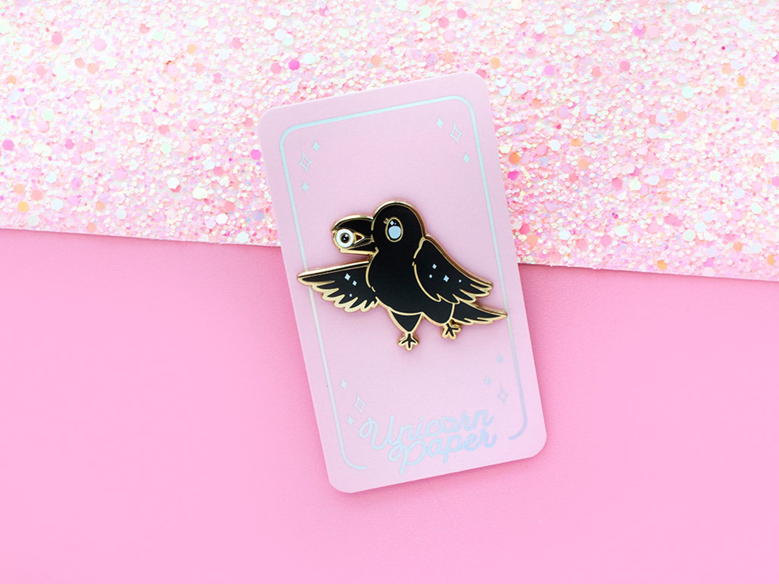 Black Crow Enamel Pin | Witch's Familiar Pin | Black Raven Enamel Pin ...