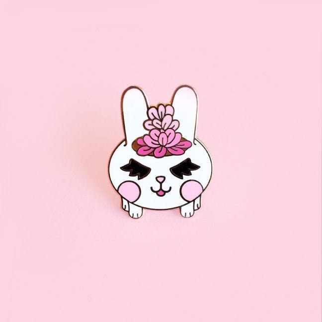 Bunny Pink Planter Hard Enamel Pin Kawaii Rabbit With | Etsy