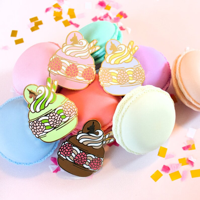Honey Lavender Unicorn Macaron Sweets Enamel Pin | Cute Baking Pastry ...