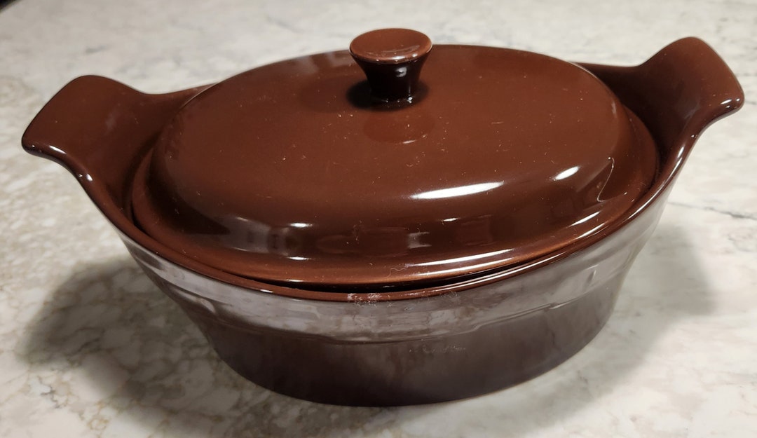 Longaberger Chocolate Brown Woven Traditions Oval Covered Casserole ...
