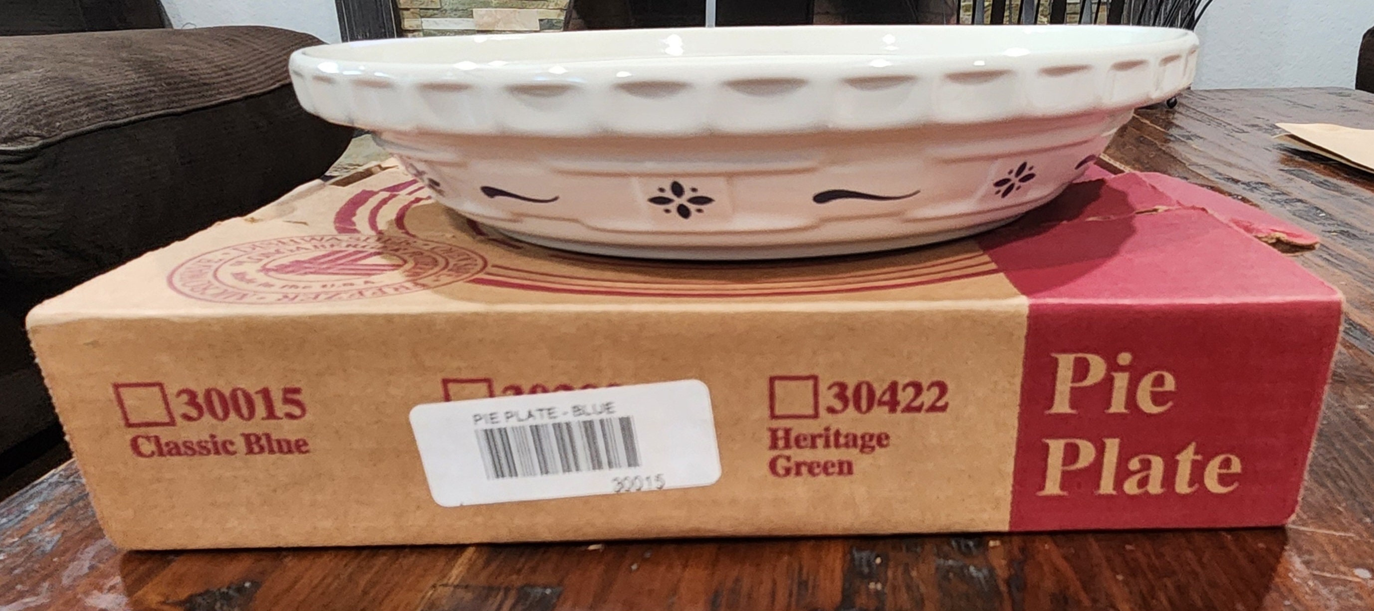 Longaberger Grandma Bonnie Classic Blue 30015 Pie Plate Longaberger ...