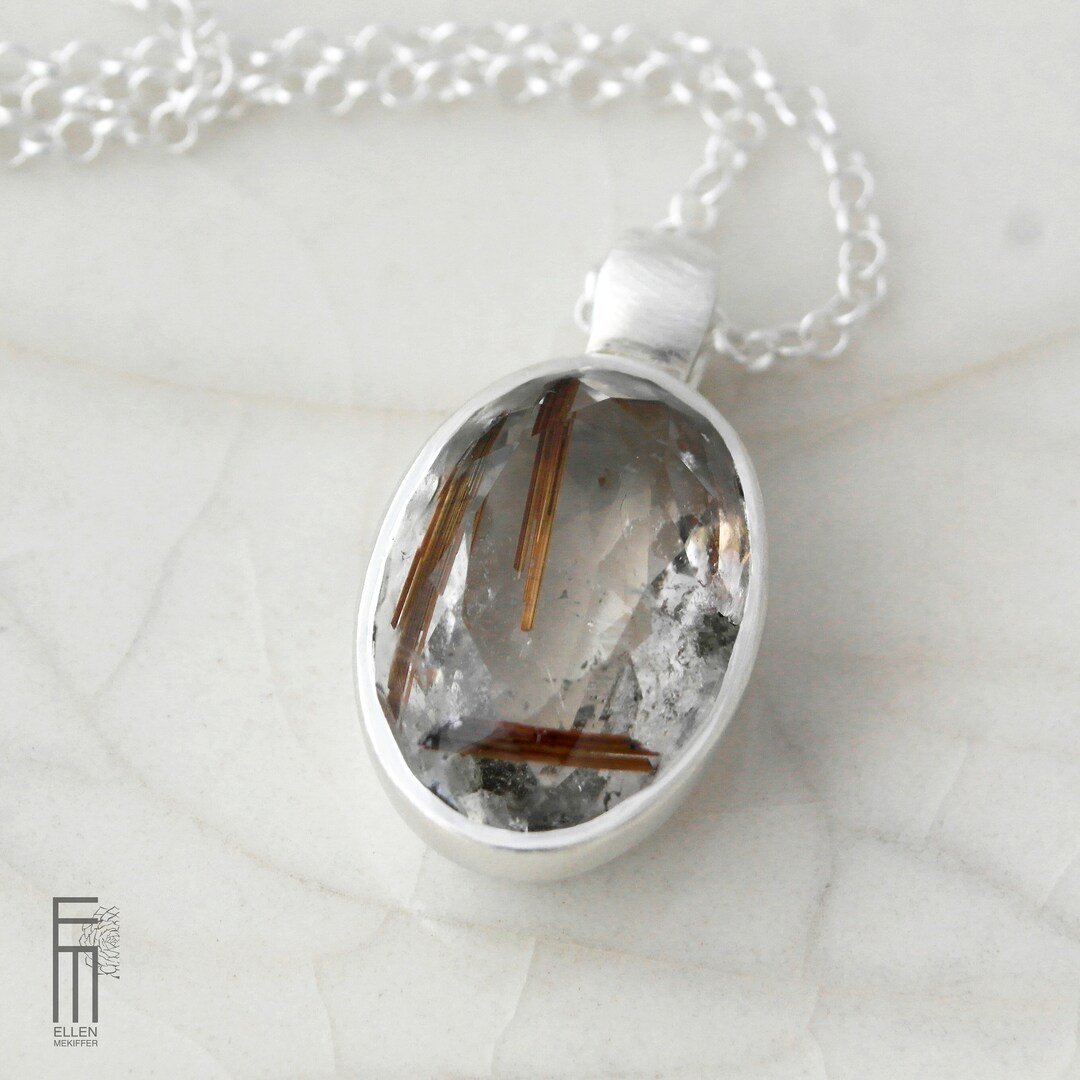 Transparent Rutile Quartz Pendant 925 Silver, Individual Quartz With ...