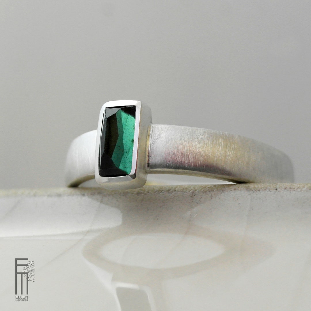 Men's Ring With Green Tourmaline, Silver Ring for Men With Stone ...