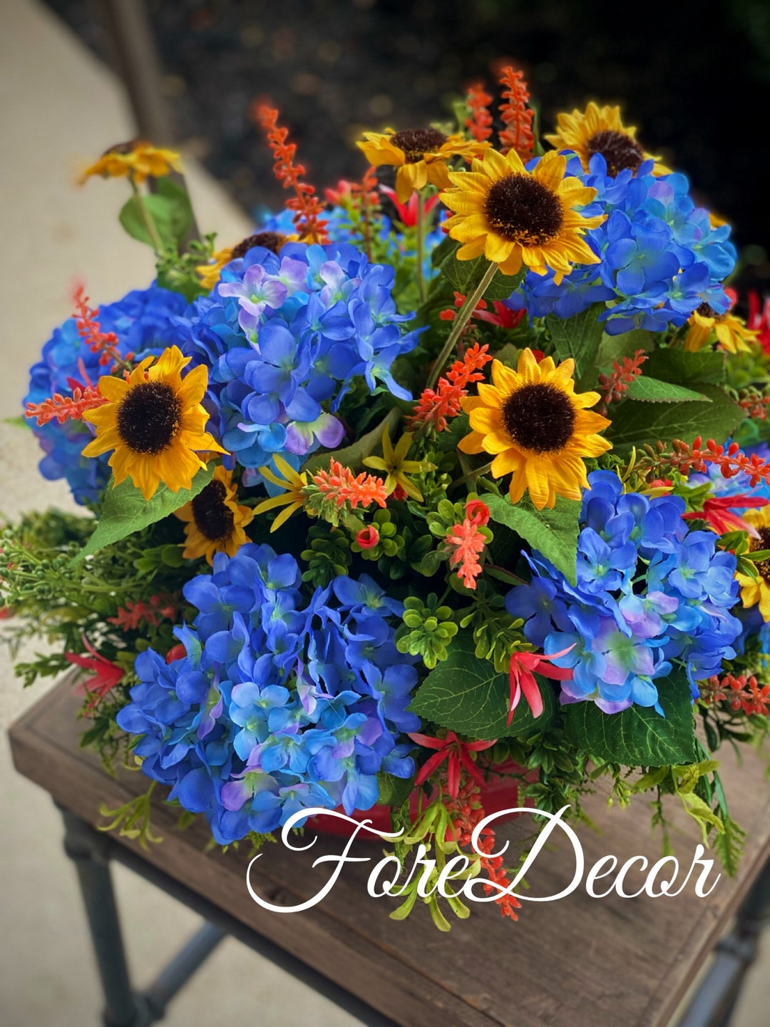 Summer Flower Arrangement for Table, Table Sunflower Centerpiece ...