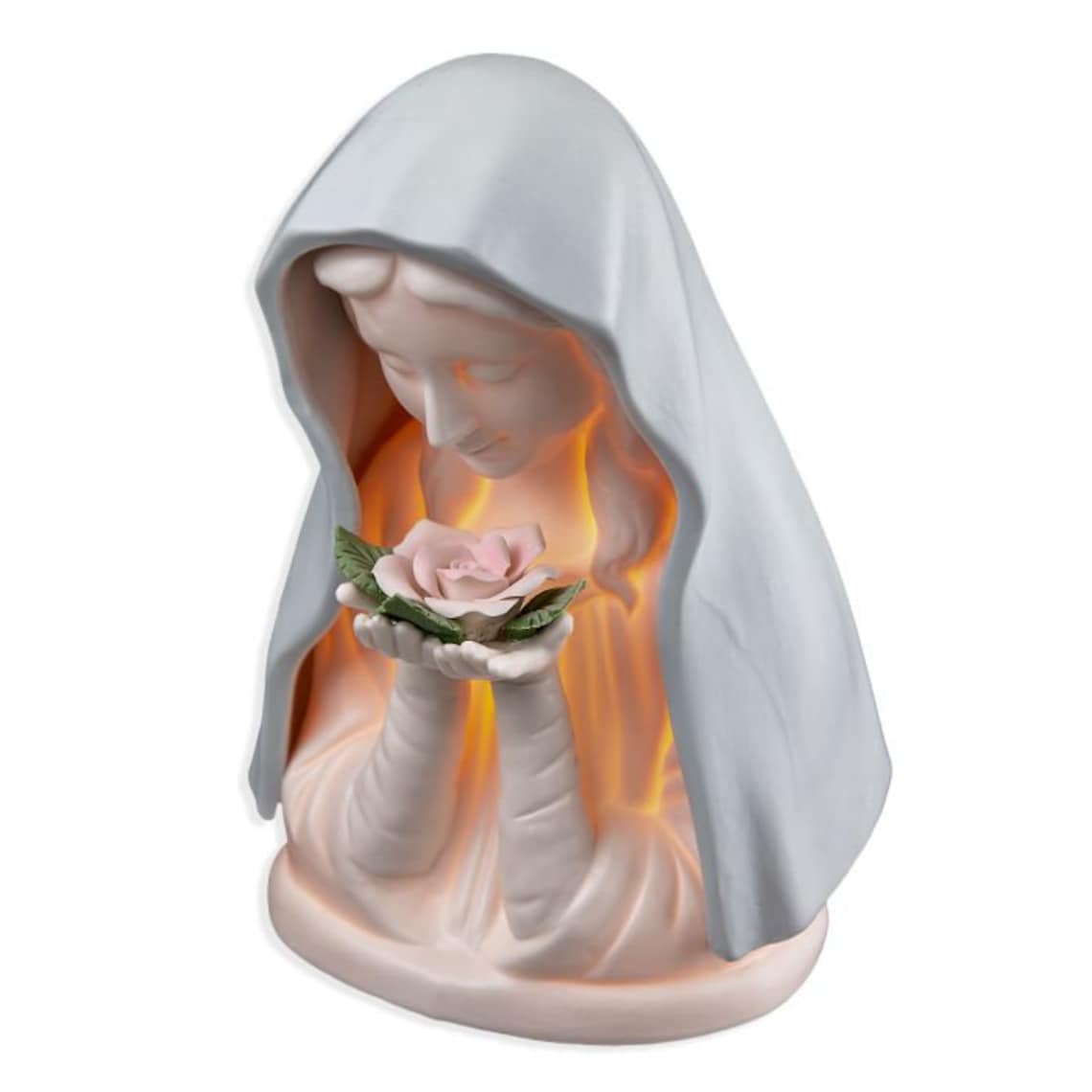 Porcelain Madonna Night Light: Holy Mary With Rose, Choice of Veil - Etsy