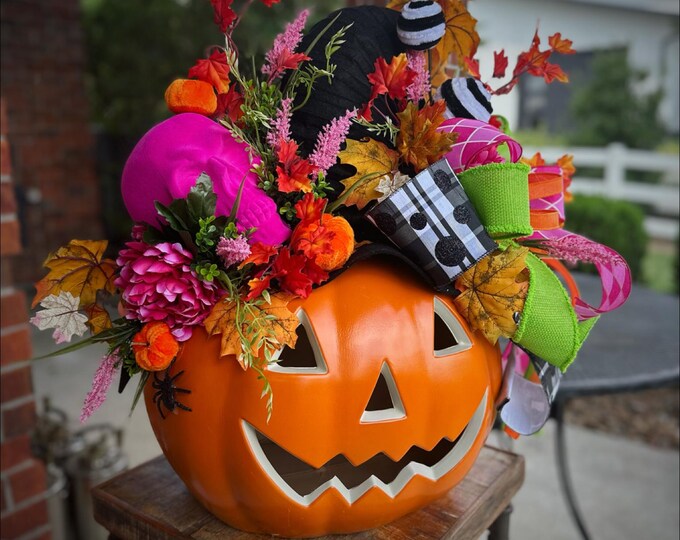 Large Jack-o-lantern Centerpiece, Fall Centerpiece, Light up Halloween ...