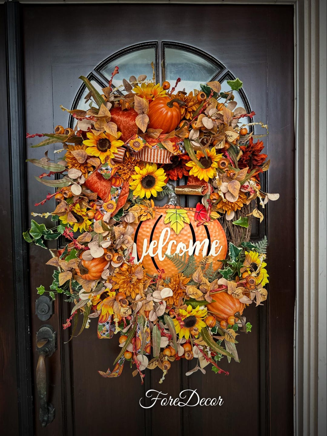 Extra Large Fall Pumpkin Wreath: Deluxe Front Door Decor - Etsy