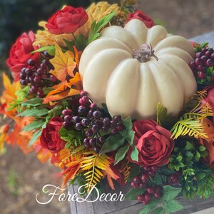 Pumpkin Table Arrangement, Fall Gourd Table Centerpiece, Pumpkin and ...