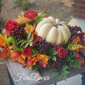 Pumpkin Table Arrangement, Fall Gourd Table Centerpiece, Pumpkin and ...