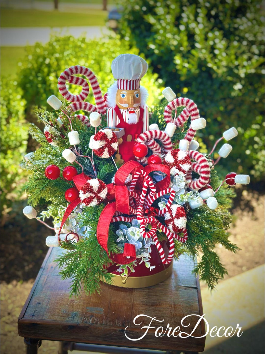 Nutcracker Christmas Centerpiece: Holiday Baker Arrangement, Evergreen ...