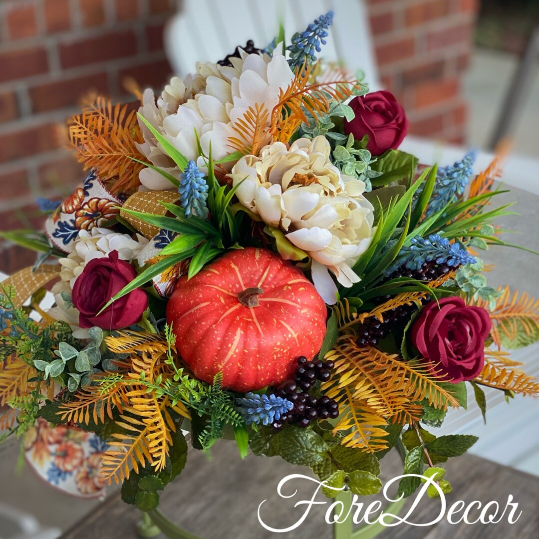 Fall Table Arrangement Fall Centerpiece Silk Flower - Etsy
