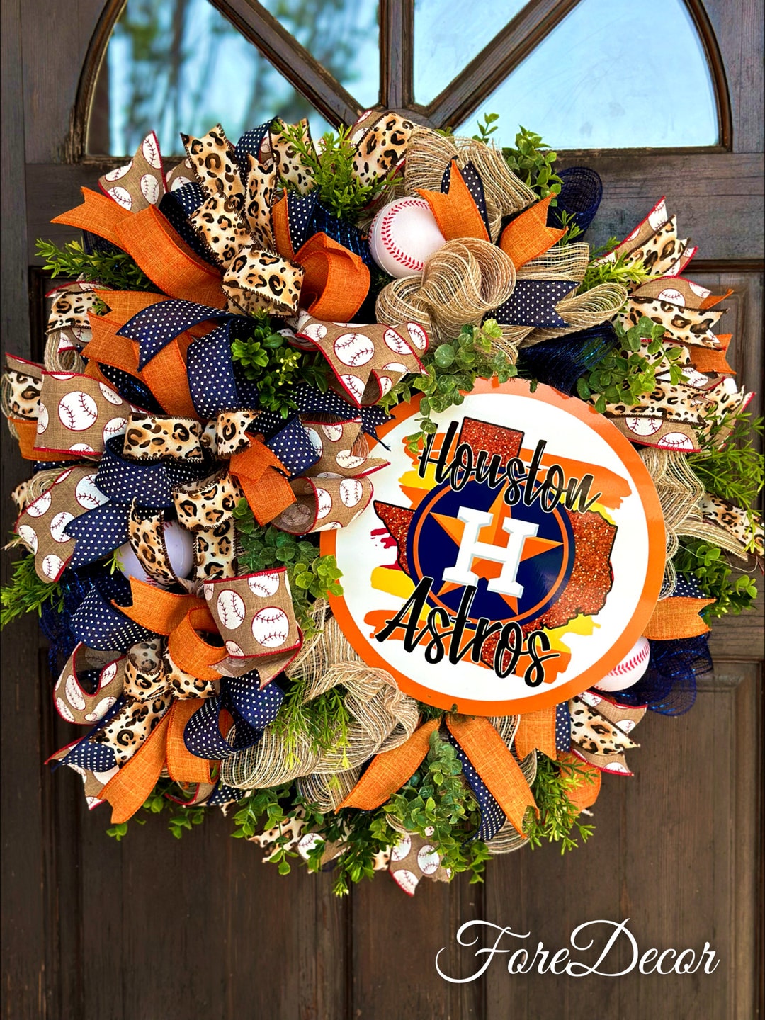 Astros Wreath, Front Door Wreath, Astro Front Door Wreath, Blue Orange ...