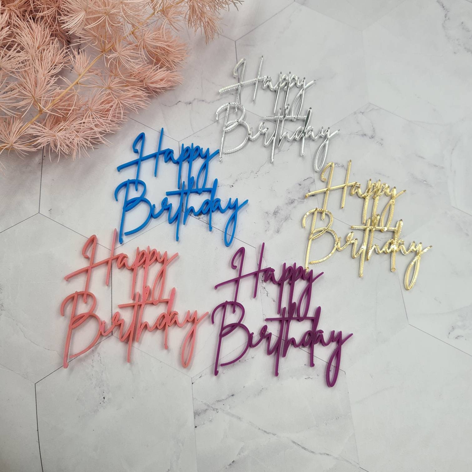 Happy Birthday Cupcake Toppers | Cupcake Charms | Acrylic | Laser Cut ...