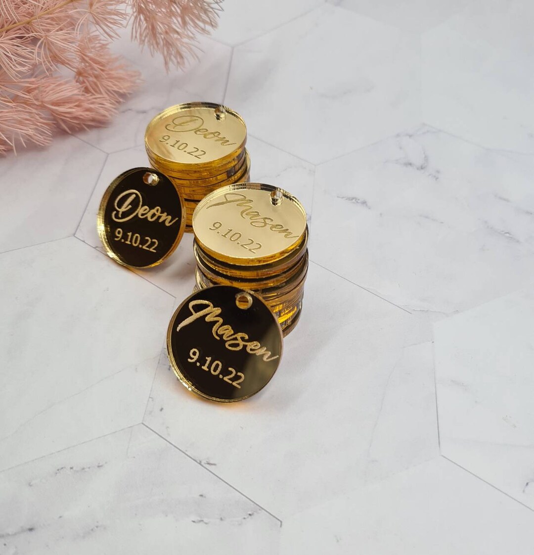 Mirror Acrylic Gift Tags | Wedding | Christening | Cake Charm ...