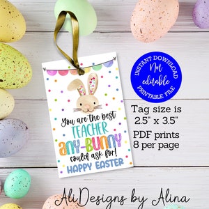 Easter Tag for Teacher, Best Teacher Any BUNNY Could Ask For, Teacher ...