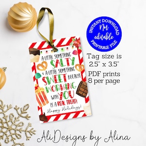 Printable Tag for Holiday Snack, Working With You is a Treat, Christmas ...