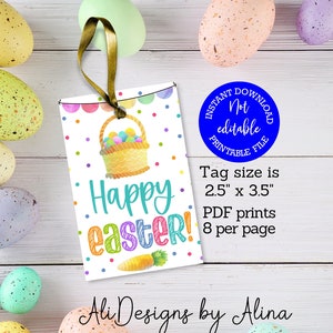 Happy Easter PRINTABLE Tags, Easter Treats, Tag for Snacks, Bunny Bait ...