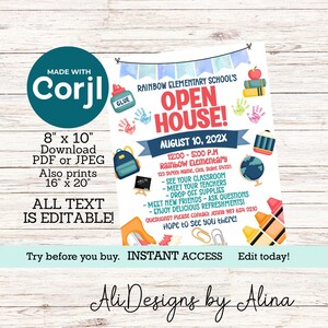 Back to School Open House Flyer ,PTA PTO Event, Meet the Teacher, Open ...