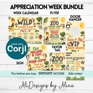 Safari Teacher Appreciation Week Calendar Zoo Without You EDITABLE ...