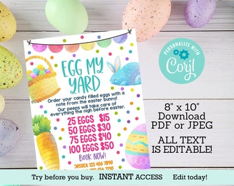 Egg My Yard Fundraiser Flyer, Printable Invite Easter Egg Hunt, School ...