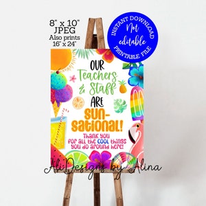 Sunsational Teachers and Staff, Appreciation Week, Printable Sign ...