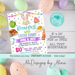 Breakfast With Easter Bunny EDITABLE Flyer, Easter Fundraiser Ideas ...