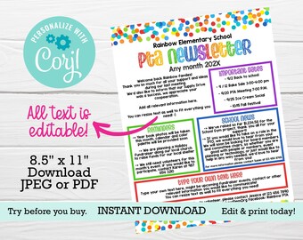 Editable April PTO PTA Newsletter Flyer Printable School Year - Etsy Canada