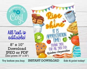 Pancake Breakfast Appreciation Sign, Rise and Shine It's Pancake Time, Brunch School PTO PTA ...